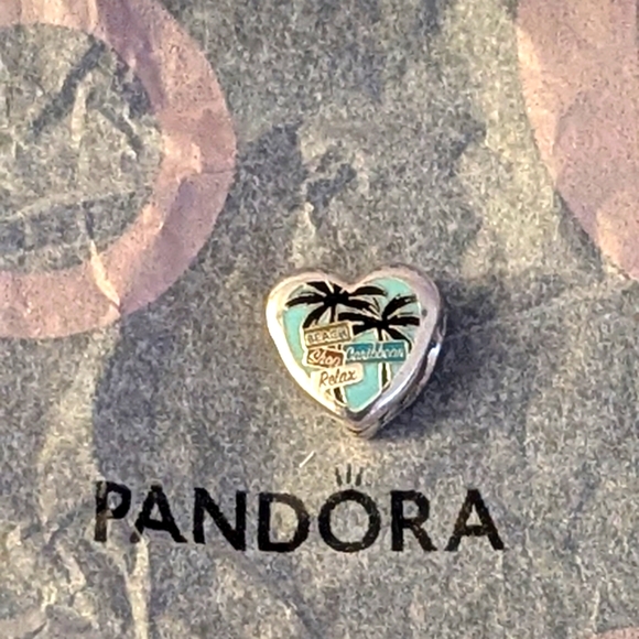 Pandora | Jewelry | Pandora Heart Charm With Palm Trees | Poshmark